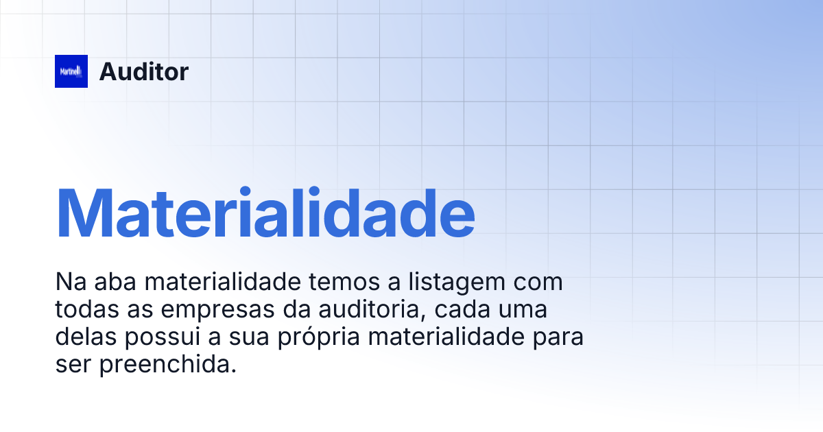 Materialidade | Auditor