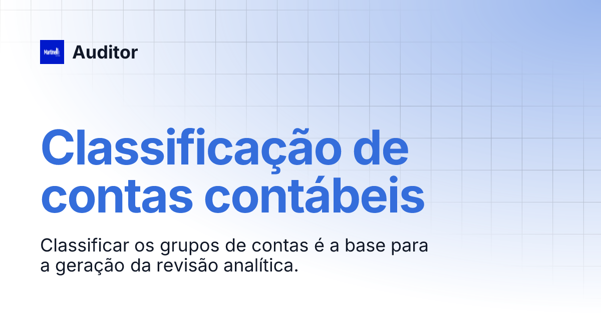 Classificação de contas contábeis | Auditor